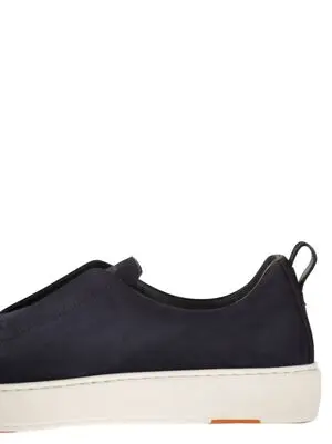 Santoni Suede Leather Slip-on Trainers With Rubber Sole - Blue