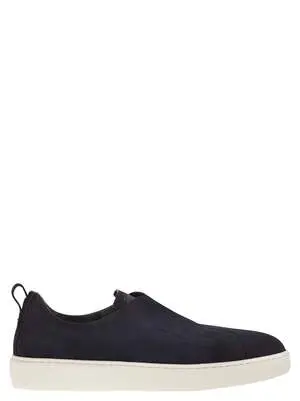 Santoni Suede Leather Slip-on Trainers - Blue