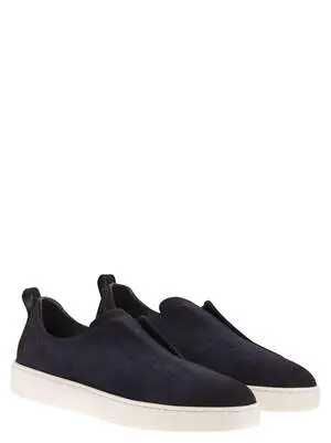 Santoni Suede Leather Slip-on Trainers - Blue