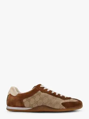 Gucci Shift Suede Sneakers With Gg Supreme Fabric Inserts - Multicolor