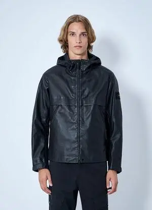 Stone Island Hooded Leather Jacket