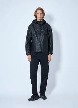 Stone Island Hooded Leather Jacket