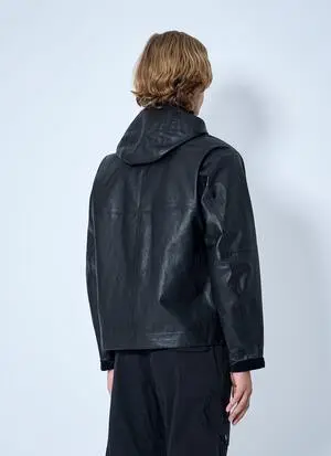 Stone Island Hooded Leather Jacket