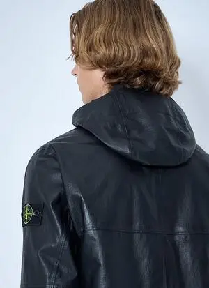 Stone Island Hooded Leather Jacket