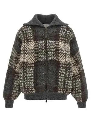 Brunello Cucinelli Double 'dazzling Tartan' Cardigan - Gray