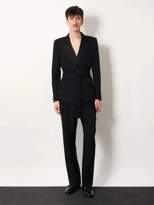 Valentino Garavani Virgin Wool Blazer With Belt - Multicolor