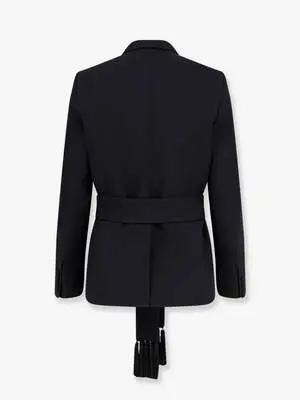 Valentino Garavani Virgin Wool Blazer With Belt - Multicolor