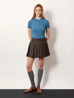 Miu Miu Virgin Wool Polo Shirt - Multicolor