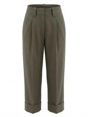 Brunello Cucinelli BRUNELLO CUCINELLI Wool Pleated Carrot Pants Multicolor