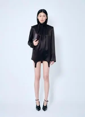 Saint Laurent Twist-neck Garter Blouse - Brown