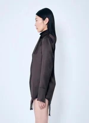 Saint Laurent Twist-neck Garter Blouse - Brown