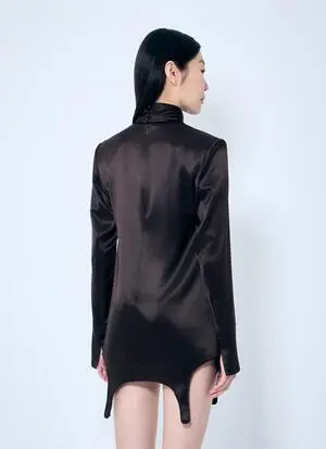 Saint Laurent Twist-neck Garter Blouse - Brown