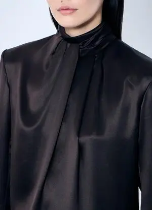 Saint Laurent Twist-neck Garter Blouse - Brown