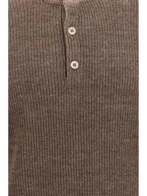 Brunello Cucinelli Cotton And Linen Henley Sweater
