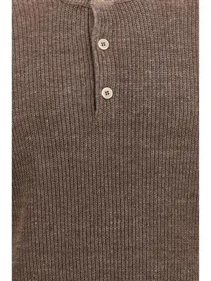 Brunello Cucinelli Cotton And Linen Henley Sweater