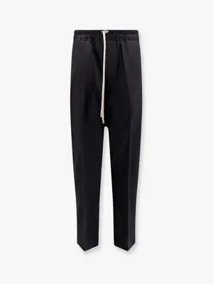 Rick Owens Drawstring Long Certified Virgin Wool Trousers - Black