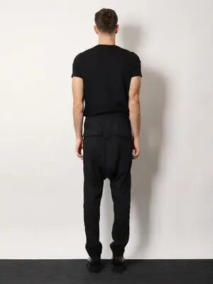 Rick Owens Drawstring Long Certified Virgin Wool Trousers - Black