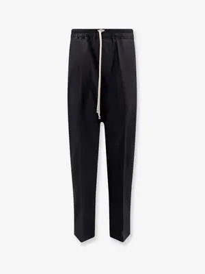 Rick Owens Drawstring Long Certified Virgin Wool Trousers - Black