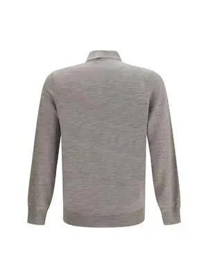 Brunello Cucinelli Virgin Wool Polo Sweater - Gray