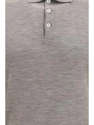 Brunello Cucinelli Virgin Wool Polo Sweater - Gray