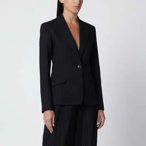 Andamane Single-breasted Pinstripe Jacket In Cotton Blend - Black