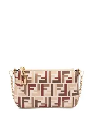 Fendi Ff Fabric Baguette Pouch With Chain - Multicolor