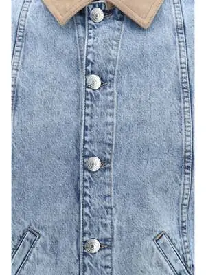 Brunello Cucinelli Denim Jacket With Suede Collar