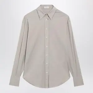 Brunello Cucinelli Monili Trim Stretch Cotton Poplin Shirt - Gray