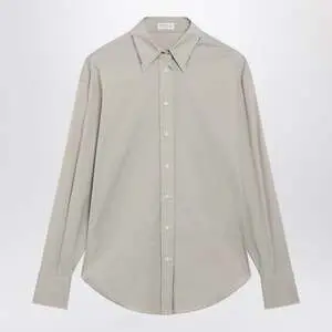 Brunello Cucinelli Monili Trim Stretch Cotton Poplin Shirt - Gray