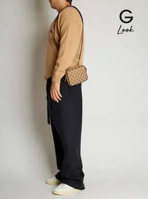Gucci Gg Monogram Canvas Shoulder Bag With Removable Strap