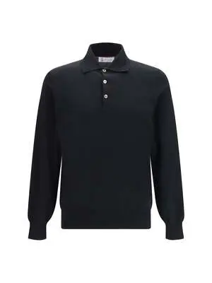 Brunello Cucinelli Brunello Cucinelli Men Long Sleeve Cotton Polo Black