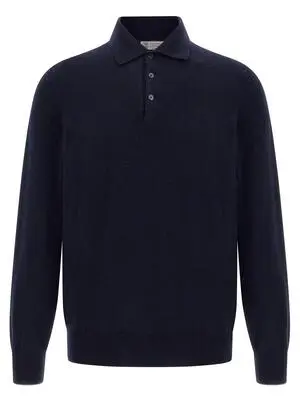Brunello Cucinelli Cashmere Polo Shirt - Blue