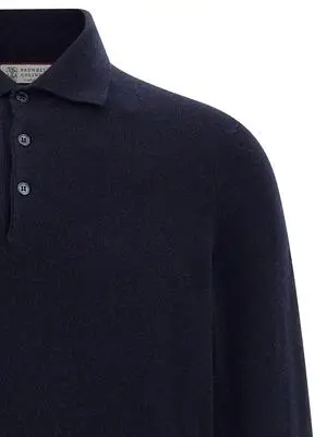 Brunello Cucinelli Cashmere Polo Shirt - Blue