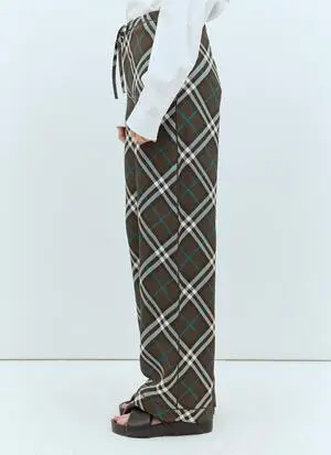 Burberry Check Silk Pants - Brown