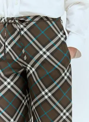 Burberry Check Silk Pants - Brown