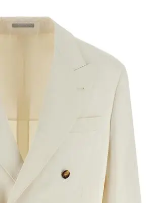 Brunello Cucinelli Linen Silk Blazer - White