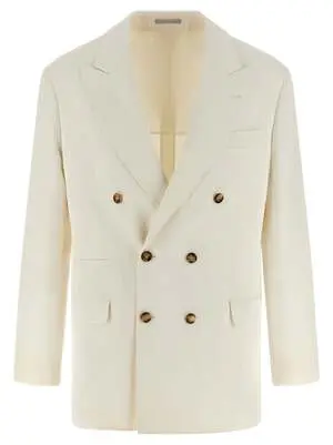 Brunello Cucinelli Linen Silk Blazer - White