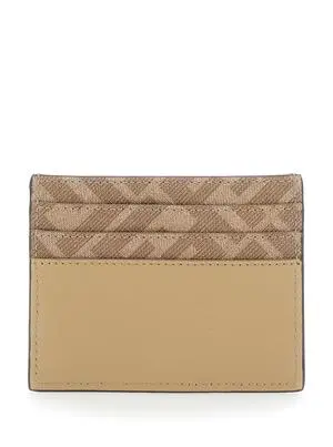 Fendi Beige Card Holder With Ff Plaque On The Front In Leather
