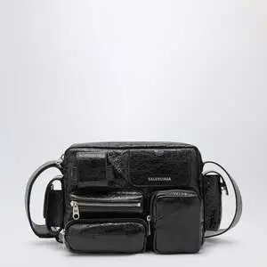 Balenciaga Superbusy Camera Bag In Arena Lambskin - Black