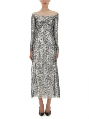 Rabanne Long Lace Dress - Silver