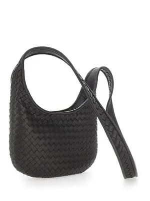 Bottega Veneta Veneto' Shoulder Bag With Fixed Shoulder Strap And All-over Intrecciato Motif In Leather - Brown