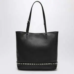 Valentino Garavani Medium Rockstud Shopper Bag In Leather - Black