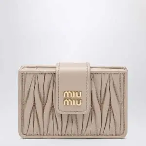 Miu Miu Matelasse Nappa Card Holder In Powder - Pink