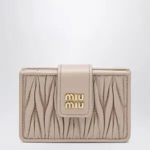 Miu Miu Matelasse Nappa Card Holder In Powder - Pink