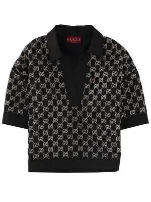 Gucci Gg Top With Crystals - Black