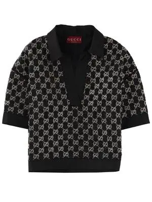 Gucci Gg Top With Crystals - Black