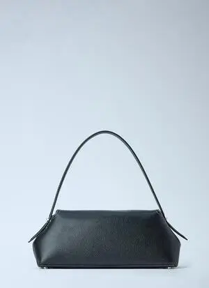 TOTEME T-lock Grained-leather Shoulder Bag - Black