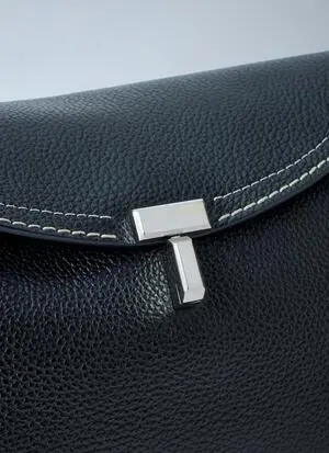 TOTEME T-lock Grained-leather Shoulder Bag - Black
