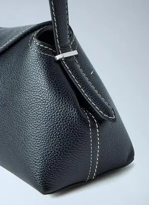 TOTEME T-lock Grained-leather Shoulder Bag - Black