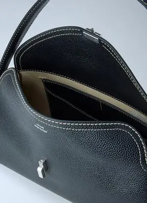 TOTEME T-lock Grained-leather Shoulder Bag - Black